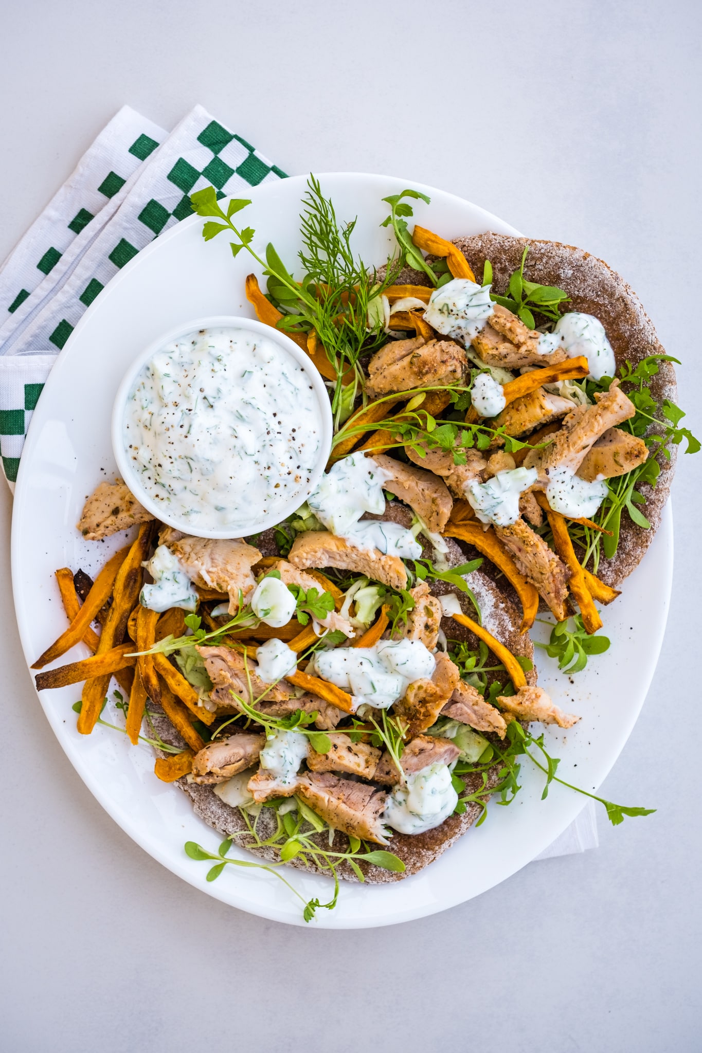 Healthy Chicken Gyro Platter with Tzatziki - Creative in My Kitchen