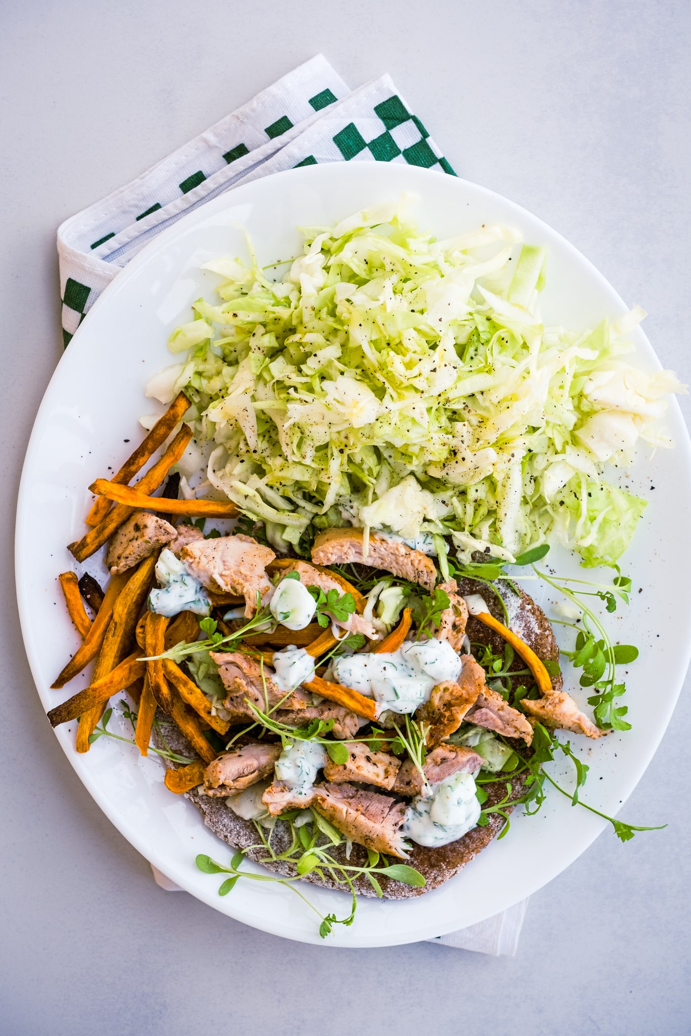 Healthy Chicken Gyro Platter with Tzatziki - Creative in My Kitchen