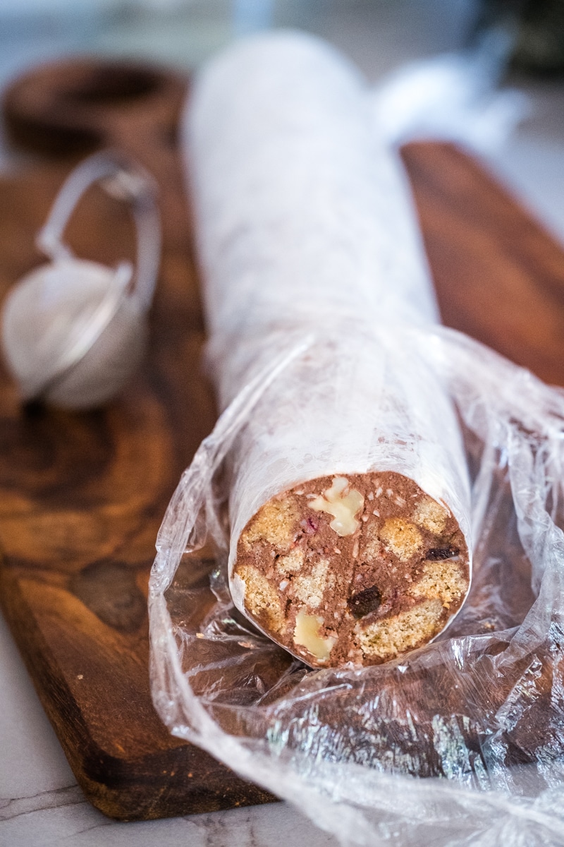 Sugar-Free Chocolate Salami (Gluten-Free) - Creative in My Kitchen