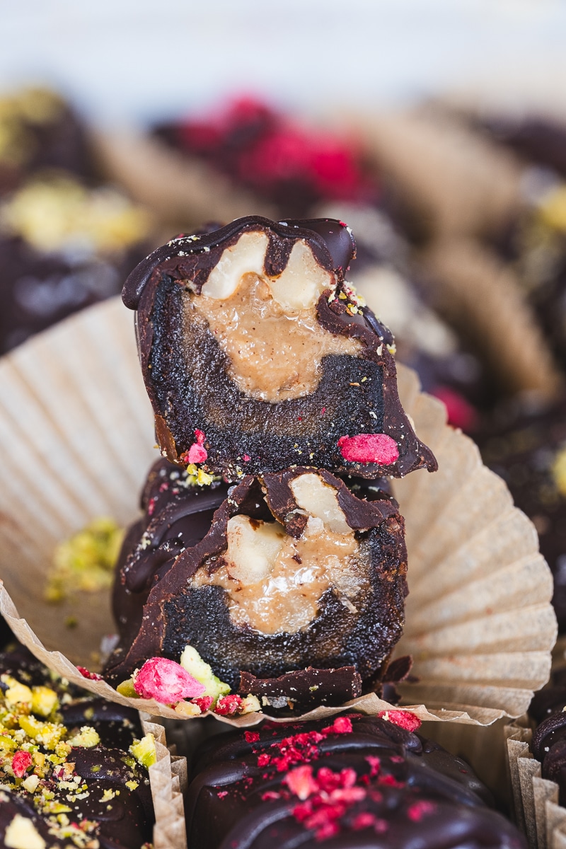 Chocolate Covered Dates with Tahini and Walnuts - Creative in My Kitchen