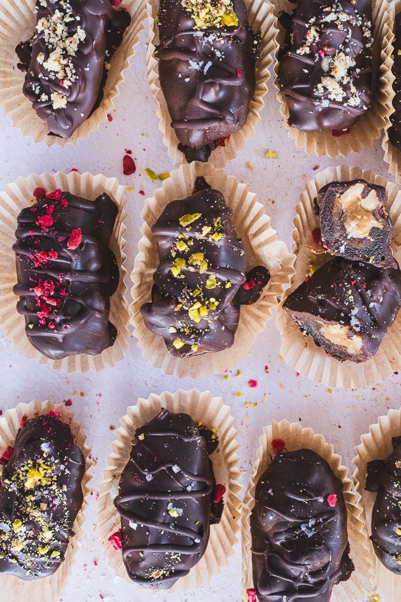 Chocolate Covered Dates with Tahini and Walnuts - Creative in My Kitchen