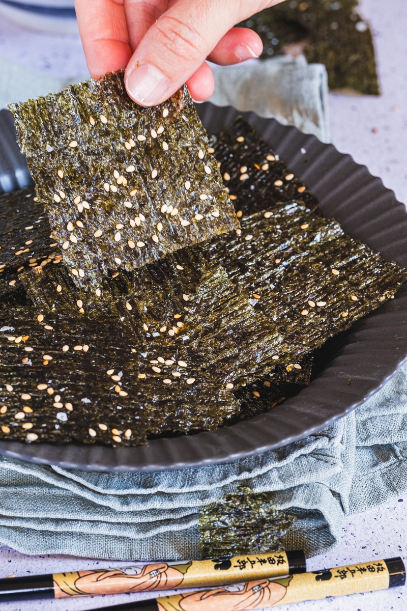 Homemade Nori Chips with Sesame Seeds - Creative in My Kitchen