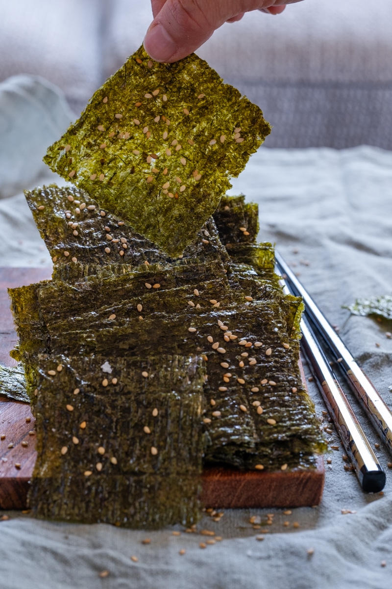 Homemade Nori Chips with Sesame Seeds - Creative in My Kitchen