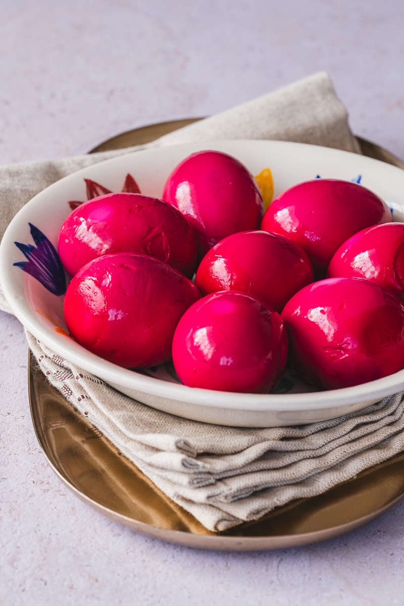 Festive Beet-Pickled Deviled Eggs - Creative in My Kitchen